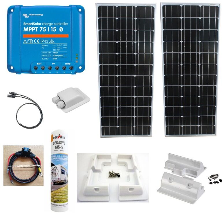 Solcelleanlæg 280W til campingvogn, båd UDEN batteri